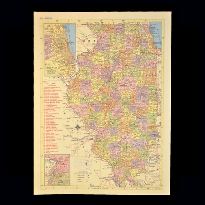 1950s ILLINOIS Railroad Map Illinois Central RR GMO RR Original ...