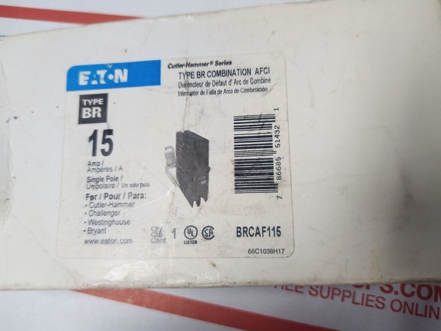 Eaton BRCAF115 15 Amp Single-Pole Combination Arc Fault Circuit Breaker ...