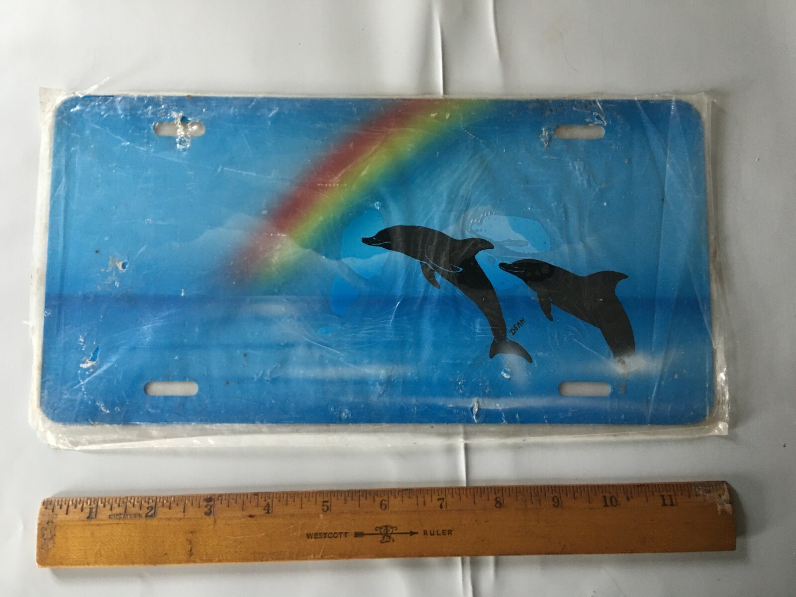 Dolphin Dolphins Rainbow Ocean Vacation Swim Metal Booster License ...