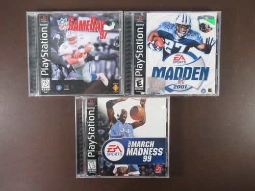 3 PlayStation 1 games, NFL GameDay 97, Madden 2001, NCAA March Madness ...