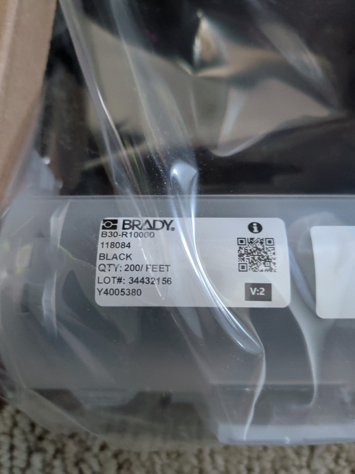 Brady B30-R10000, 4.33" x 200', Black, Label Printer Ribbon 1 Box ...