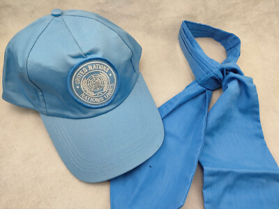UNITED NATIONS PEACEKEEPING FORCES UN BLUE BASEBALL CAP AND SCARF BOW ...