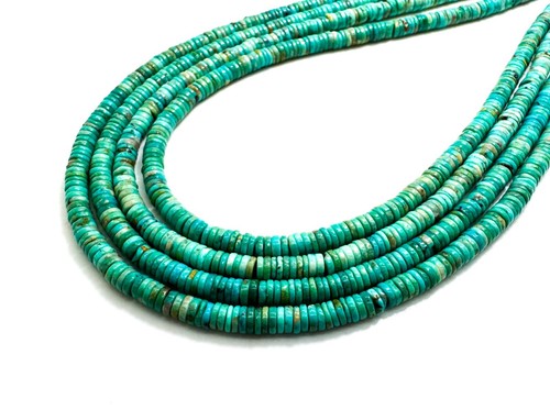 Natural Blue Arizona Kingman Turquoise Heishi Rondelle Disc Gemstone ...