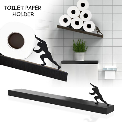 Floating Shelf Toilet Paper Holder Tilted Paper Roll Holder Storage ...