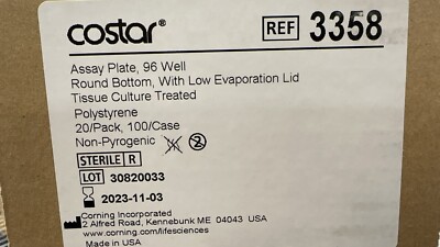 CORNING COSTAR 3358 96 WELL ROUND BOTTOM CLUSTER PLATES, STERILE 20/pk ...