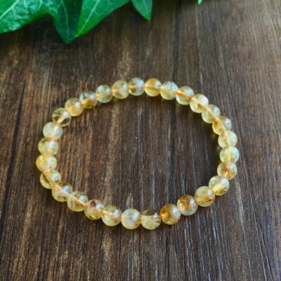 Citrine Yellow Crystal 6mm Beads Healing Protection Gemstone Stretch ...