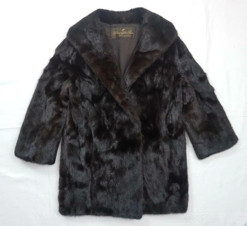 VINTAGE FLEMINGTON FURS ~S-M GENUINE/REAL CHOCOLATE BROWN MINK FUR COAT ...
