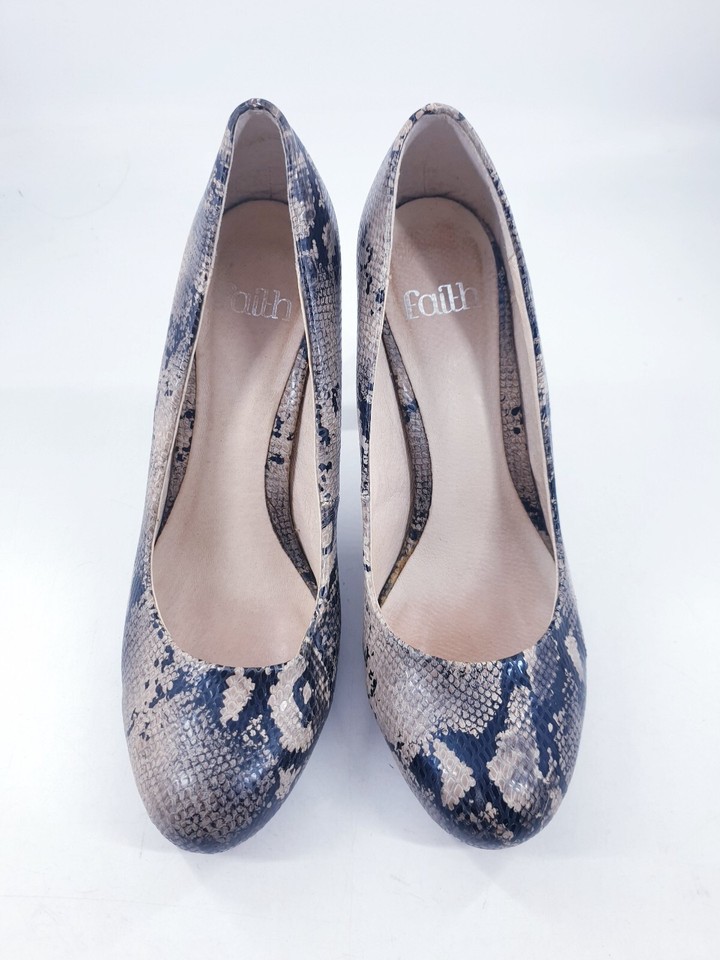 Faith size 6 (39) brown faux snakeskin leather stiletto heel court ...