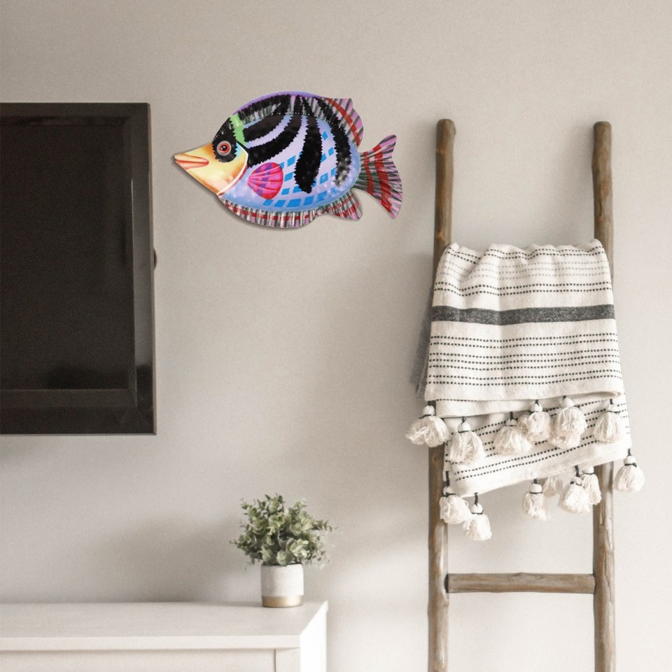 2PCS Garden Yard Fish Hanging Decor Indoor Iron Art Wall-mounted Fish ...