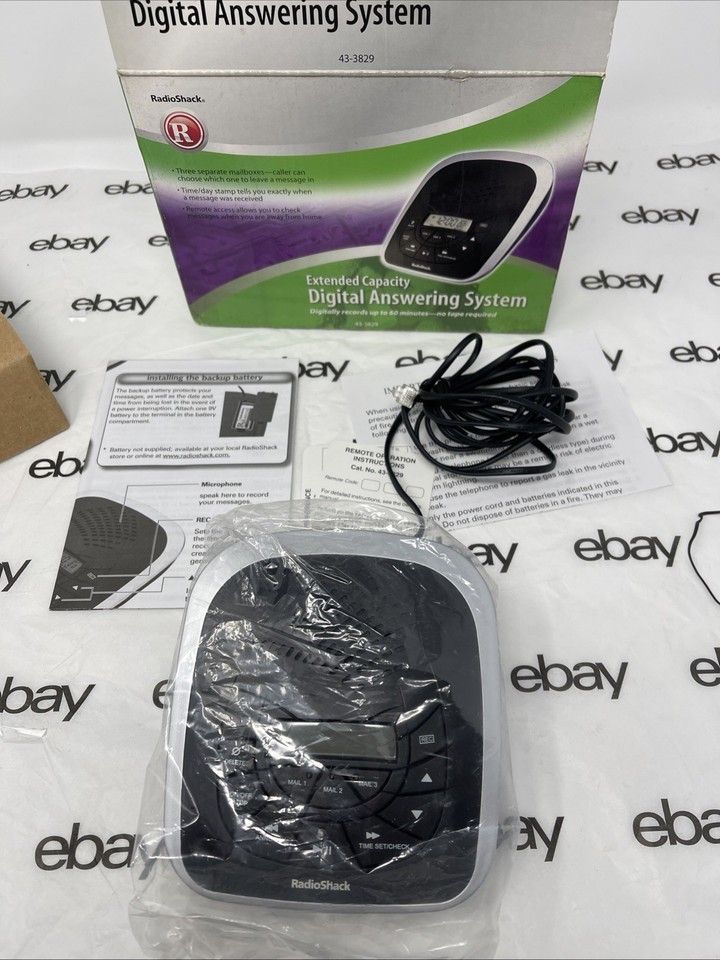 Radio Shack Digital Phone Answering System Model 43-3829 No Power Cord ...