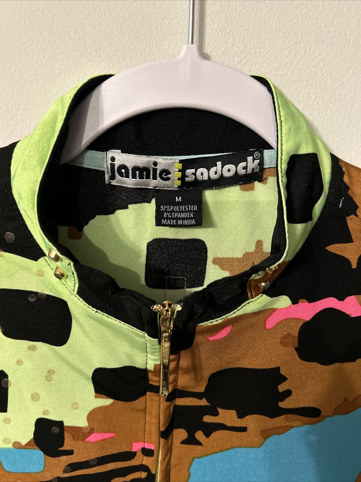 Jamie Sadock Vibrant Colorful Printed Golf Shirt Women’s Size M Quarter ...