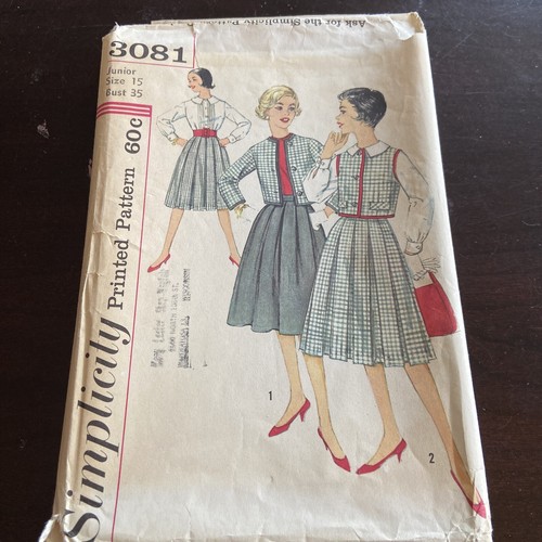 Simplicity 3081 pattern skirt jacket blouse junior 15 bust 35 uncut ...