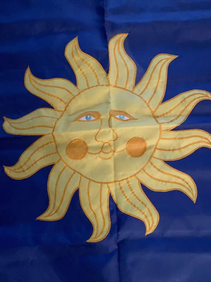 Vintage Sunface Decorative Flag 38”x27.5” Indoor/Outdoor Garden Double ...