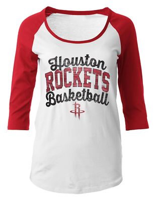 NBA Houston Rockets Women's 100% Cotton Baby Jersey 3/4 Sleeve Scoop ...