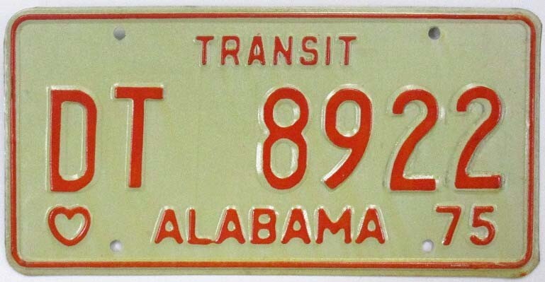 Vintage Alabama 1975 Dealer Transit License Plate DT 8922 Unused New ...