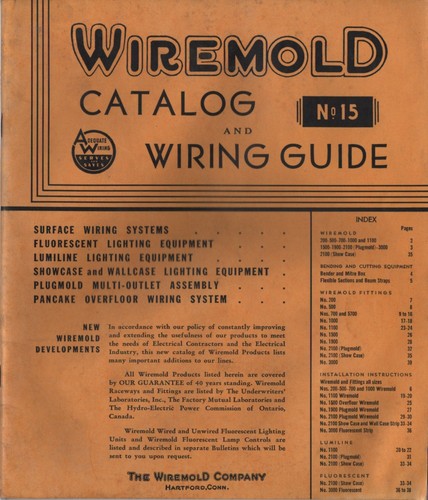 WIREMOLD COMPANY CATALOG AND WIRING GUIDE #15 LIGHTING EQUIPMENT ...