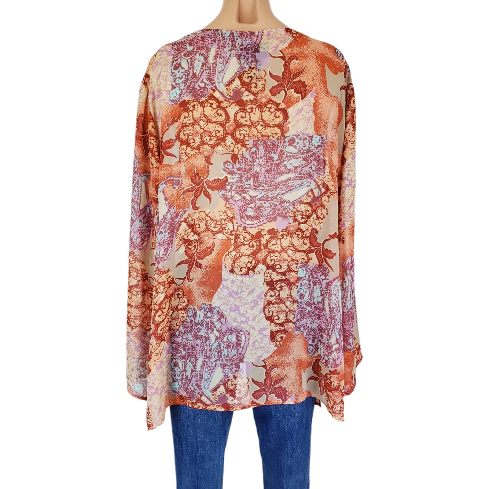 Lane Bryant 22 24 Shirt Top Womens 2x Plus Size Floral Print Beaded