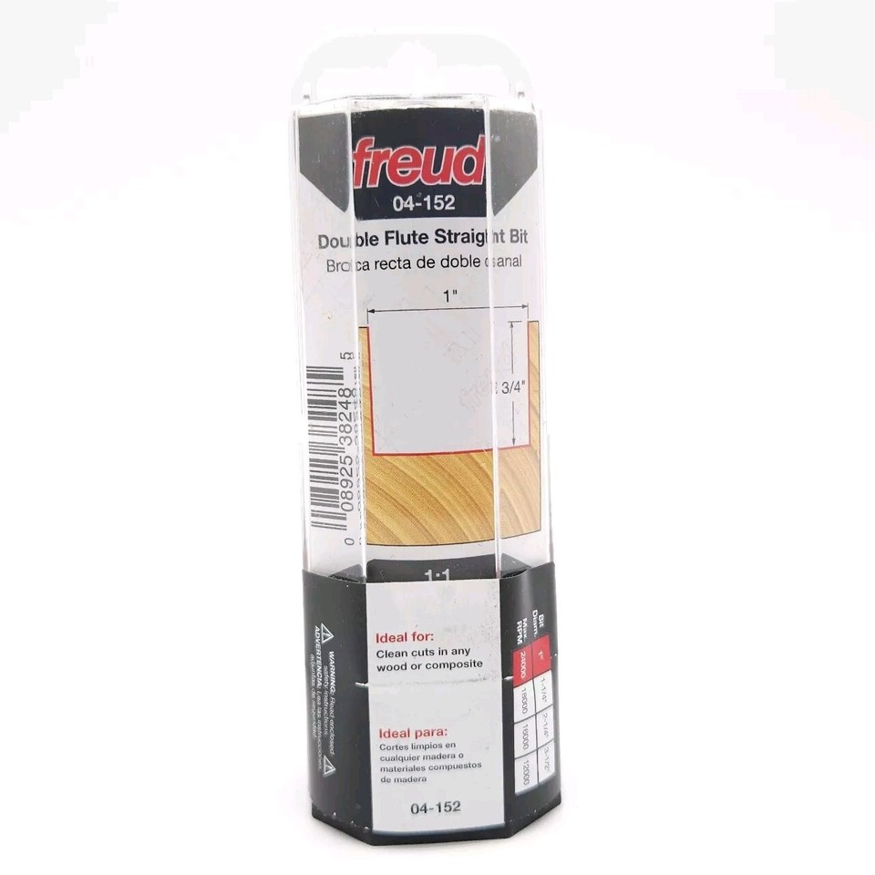 Freud 1" Diameter Double Flute Straight Wood Bit With 1/4" Shank (04 ...