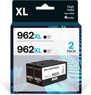 2PK 962XL Ink Cartridge Black for HP Officejet Pro 9010 9015 9018 9020 ...