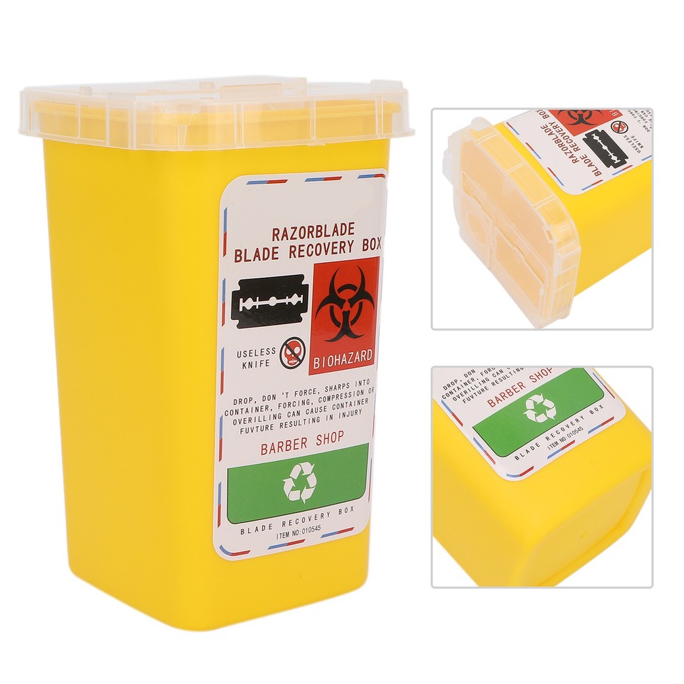 Hair Salon Blade Disposal Container - Yellow Shaving Knife Waste Box 20 ...