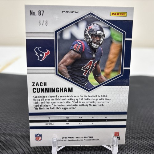 Zach Cunningham 2021 Panini Mosaic Prizm Black Gold #6/8 Houston Texans ...