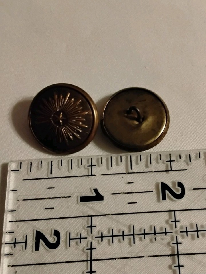 Antique Metal Shank Buttons Bronze Gold Round Sunburst Design | eBay