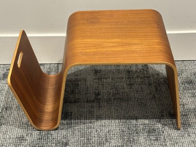 MCM 60s Danish Plied Bent Wood Stool or Side Table & Magazine Rack ...