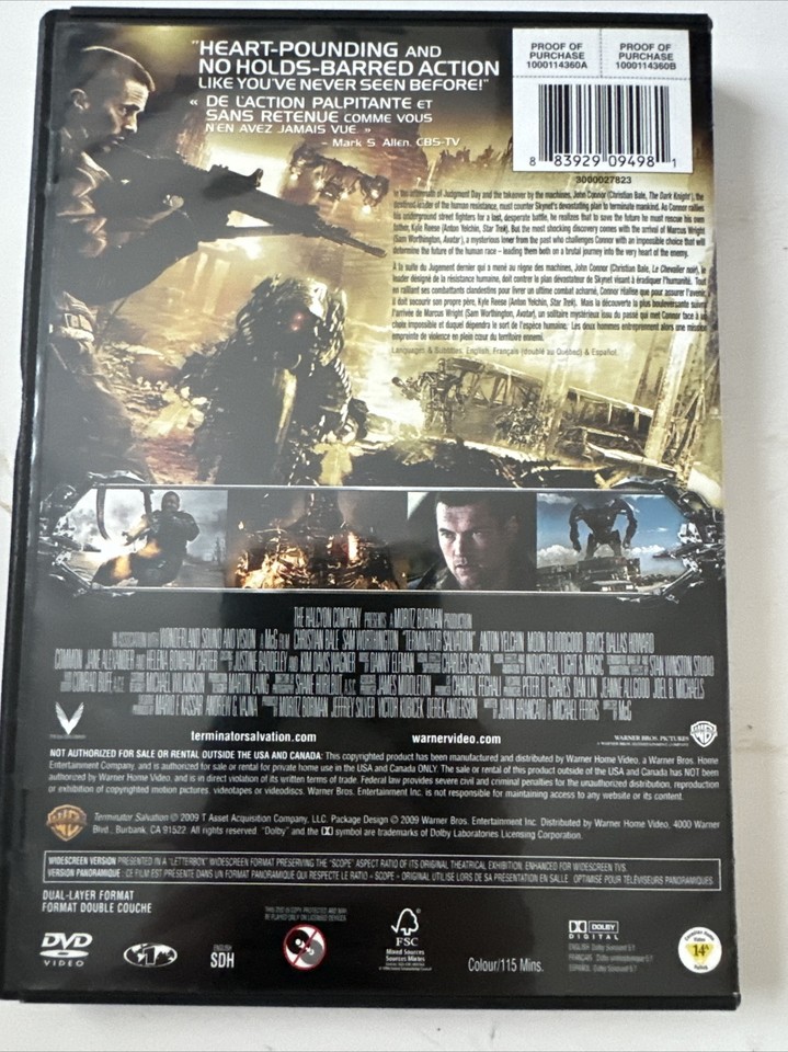 Terminator Salvation (DVD, 2009) Christian Bale Sam Worthington ...