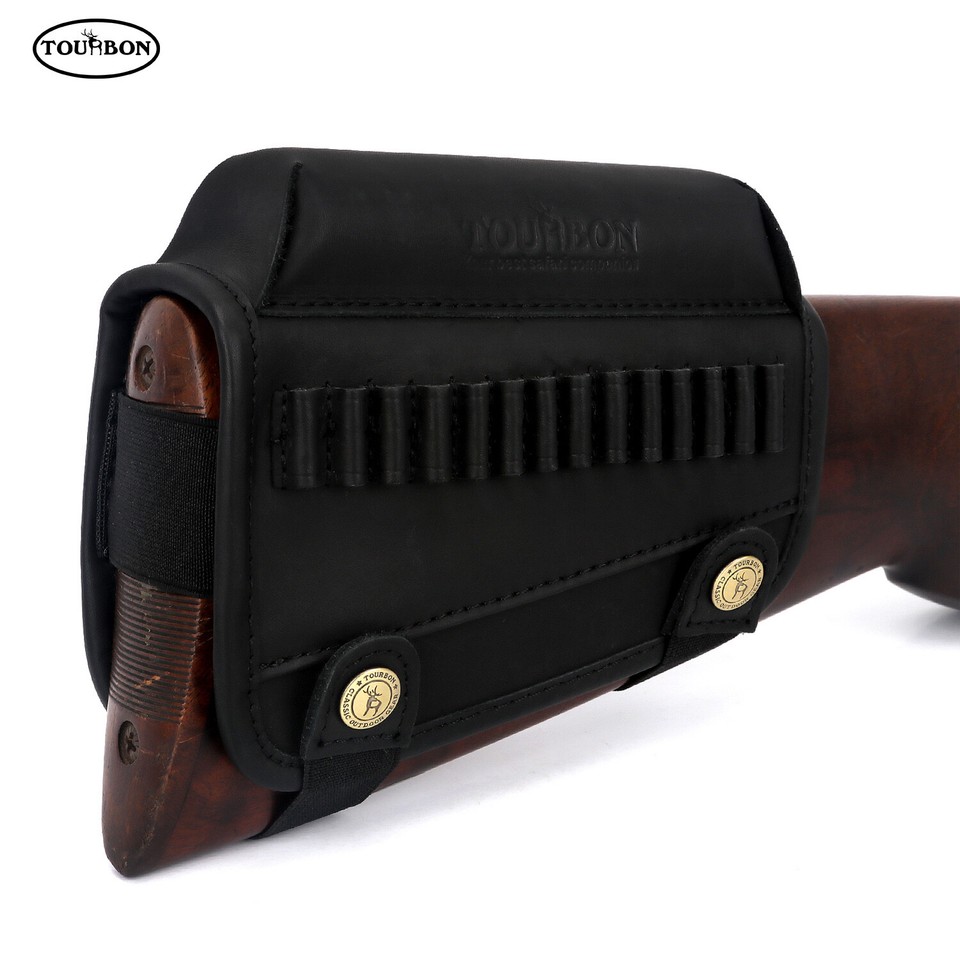 TOURBON .22LR PU/Leather Cheek Rest Shooting Rifle Butt Stock Ammo ...