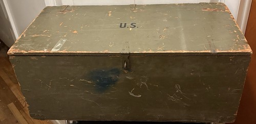 Vintage WW2 Military FOOT LOCKER 1943 Auburn Academy Wood Trunk Chest ...