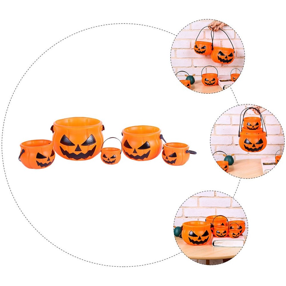 5 Pcs Pumpkin Candy Holder Halloween Trick Treat Bucket Containers ...