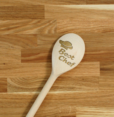 Engraved Personalised wooden SPOON Best Chef laser cut with any design ...