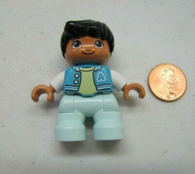 Lego Duplo Black-Haired Toddler Boy Son Green Pants Blue Jacket Figure ...