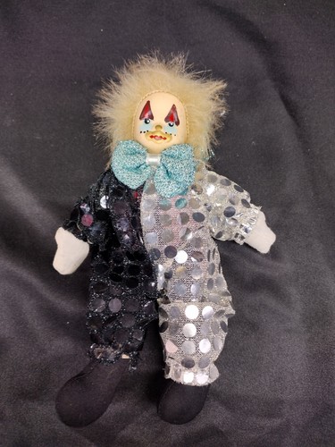 Vintage Porcelain Face Clown Jester Doll Sequins | eBay