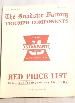 The Roadster Factory TRIUMPH parts COMPONENTS Parts List 1987 | eBay