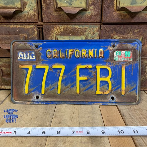 Vintage 1970s California Blue & Yellow License Plate 777 FBI | eBay