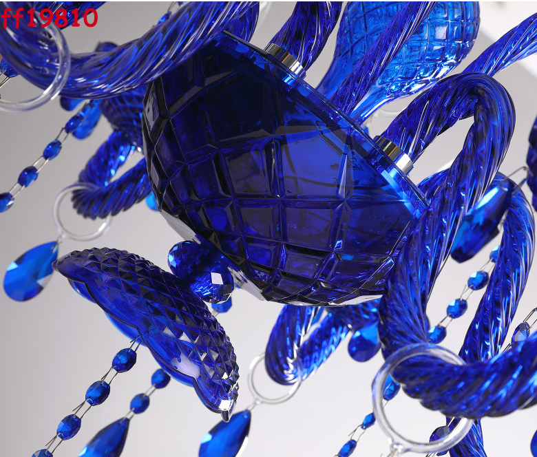 Luxury Royal Blue Crystal Pendant Lights Ceiling Candle Dish Lamp ...