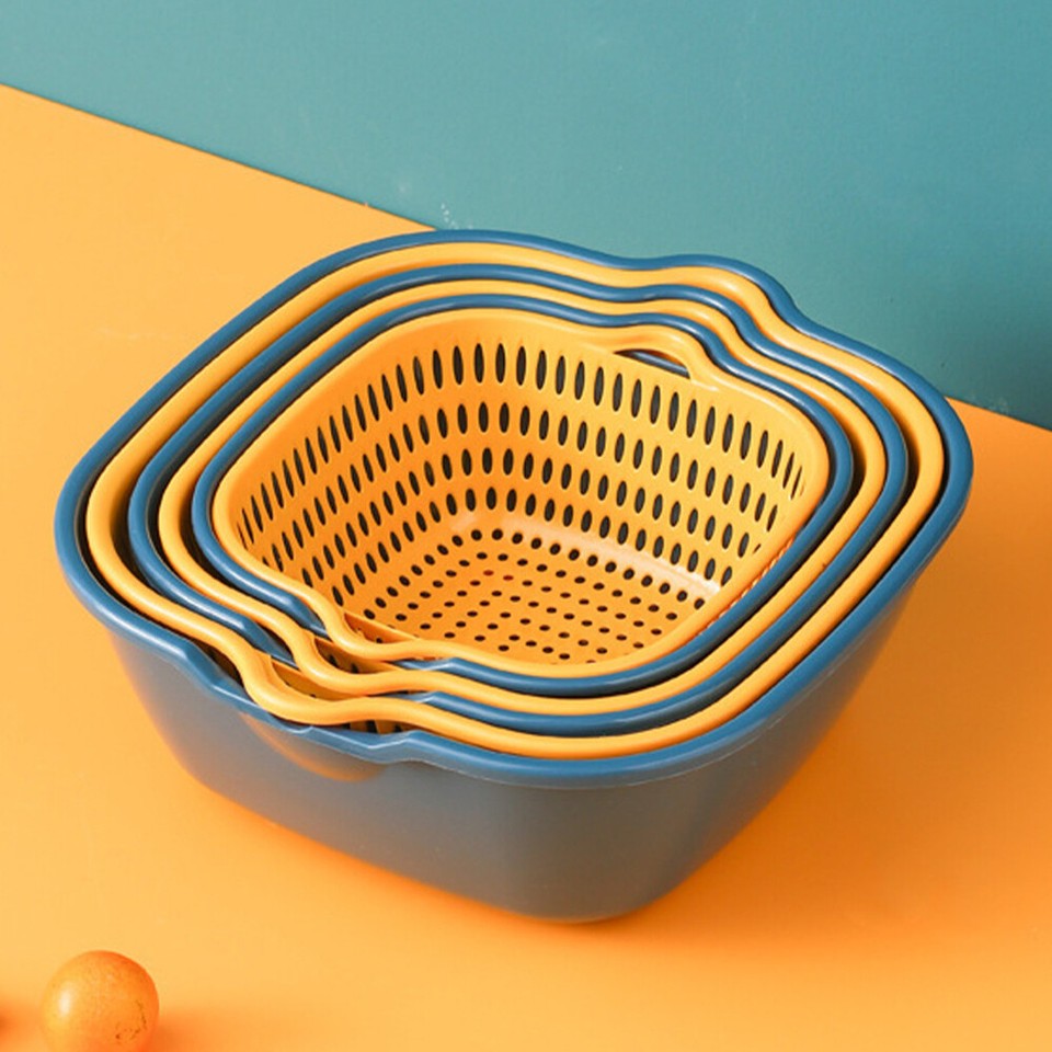 1 Set Double Layer Large Drainer Practical Kitchen Vegetable Washing ...