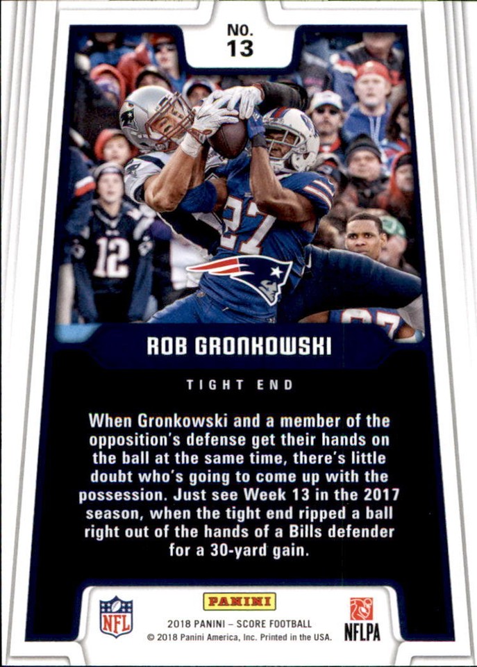 2018 Score All Hands Team #13 Rob Gronkowski | eBay
