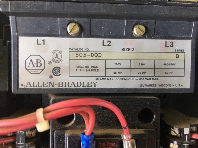 Allen Bradley 505-DOD Size 3 50HP FWD/REV Starter Contactor *GREAT ...