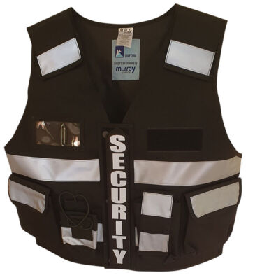 Security Vest 3M Hi Vis Tape with Multi Pockets Black | eBay