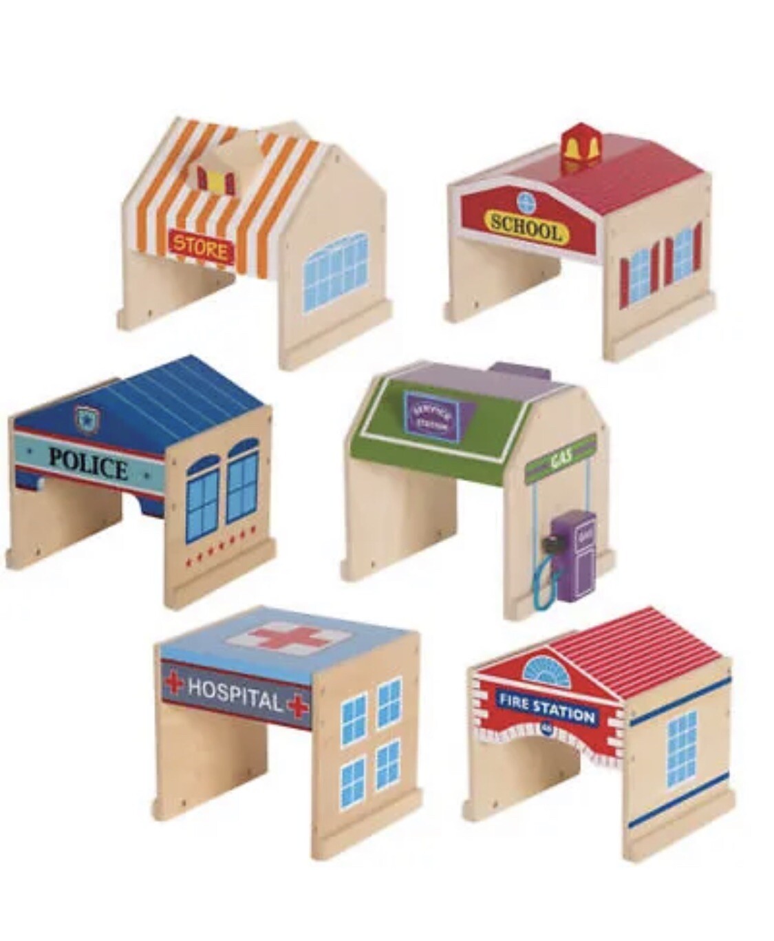 Guidecraft Community Buildings Set of 6 G6716 for sale online | eBay