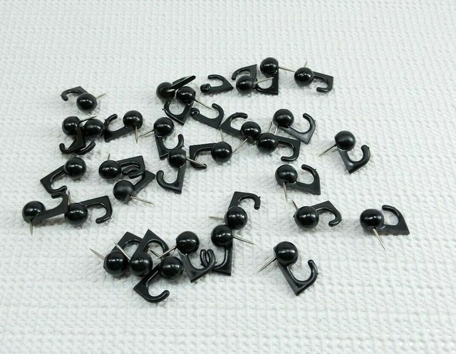 JOT 40 Count Push Pins Hook Shaped Color Black Use at School Office ...
