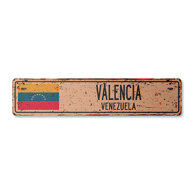 VALENCIA VENEZUELA Vintage Street Sign Venezuelan flag city country ...