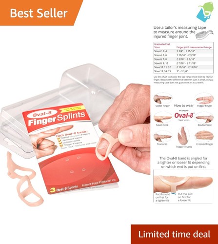 3-Piece Oval-8 Finger Splints for Mallet Finger & Crooked Fingers ...
