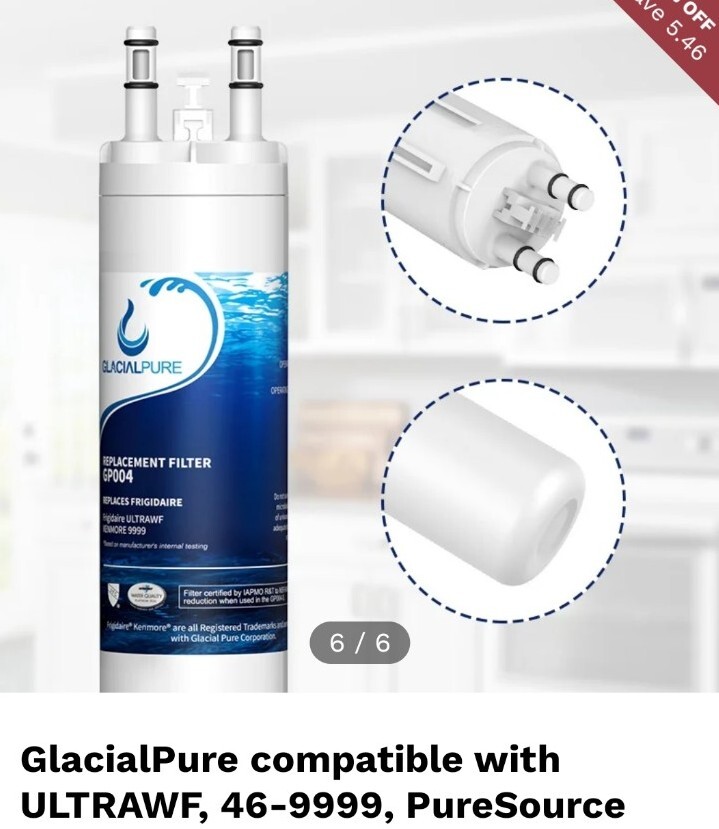 1 Glacial Pure Ice Water Maker Replacement Filter Model GP004 Kenmore ...