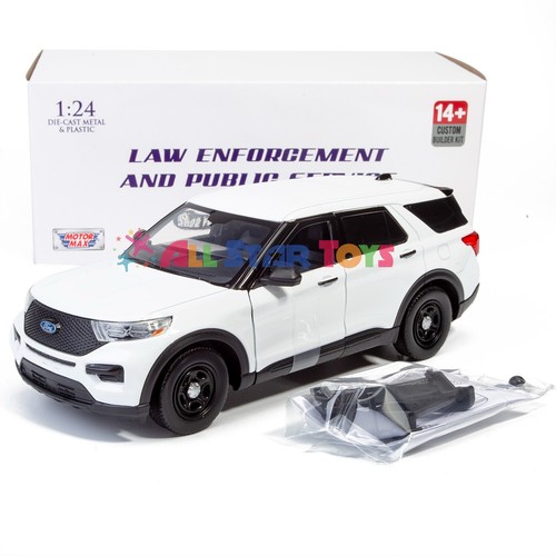 2022 Ford Explorer Police 1:24 Diecast Model WHITE BUILDER KIT Motormax ...
