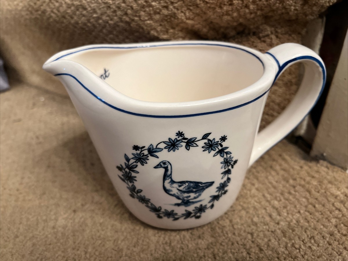 Anthropologie Porcelain Blue Duck Goose Pitcher - Housewares