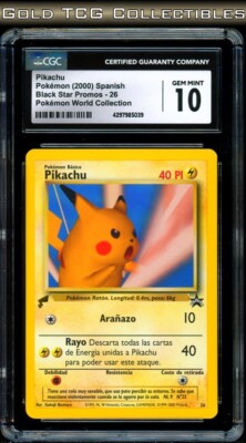 CGC 10 ⭐️ Pokemon Pikachu 26 Spanish World Collection Black Star Promo ...