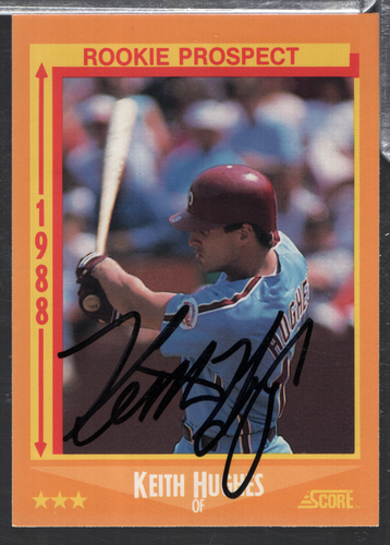 Keith Hughes Phillies Autographed 1988 Score Rookie Prosp 635 w/COA ...
